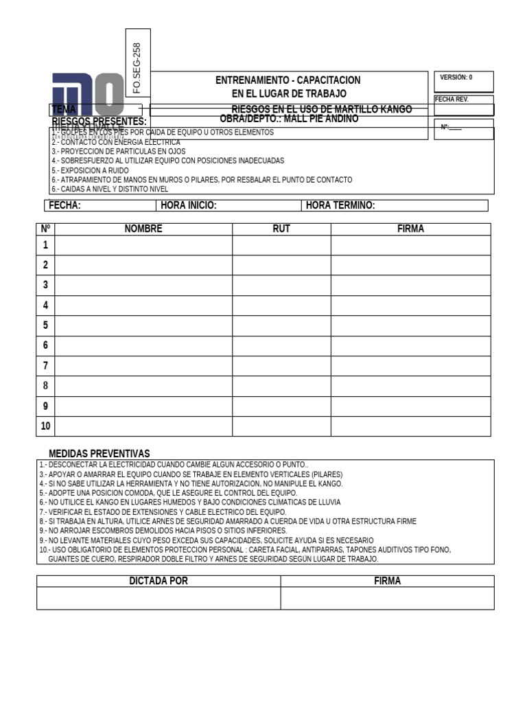 Riesgos en El Uso de Martillo Kango | PDF