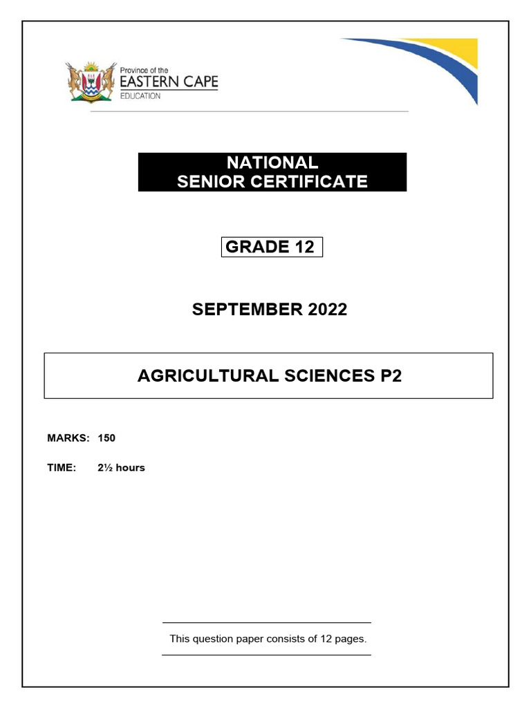 Agricultural Sciences p2 Sep 2022 Eastern Cape | PDF | Dominance (Genetics) | Genetics