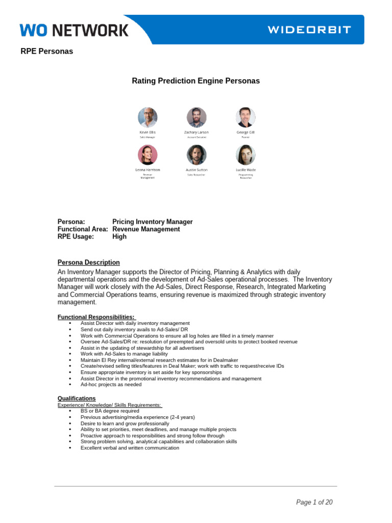 RPE - Persona Description & Needs Assessment Analysis V1.0 | PDF ...