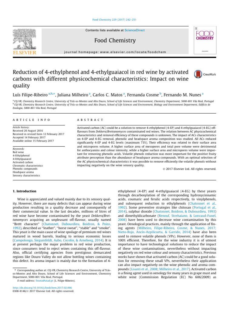 Reduction of 4-Ethylphenol and 4-Ethylguaiacol | PDF | Phenolic Content ...