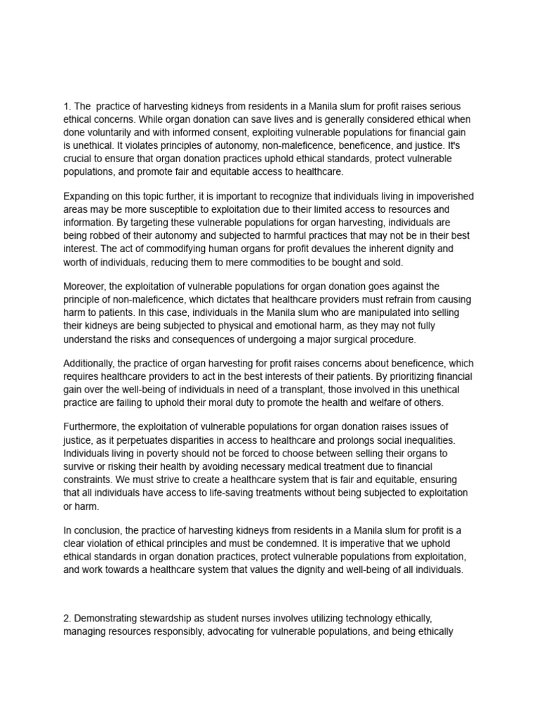 Course Task 1 Application of Bioethical Considerations | PDF | Organ Donation | Health Care