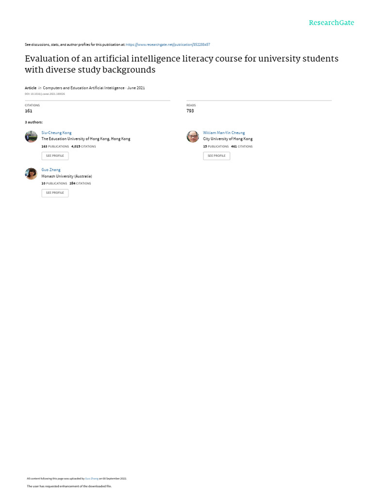 AI Literacy Course Evaluation for Students | PDF | Artificial ...