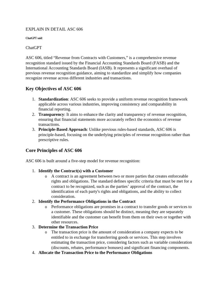 Detailed Overview of ASC 606 | PDF | International Financial Reporting Standards | Revenue