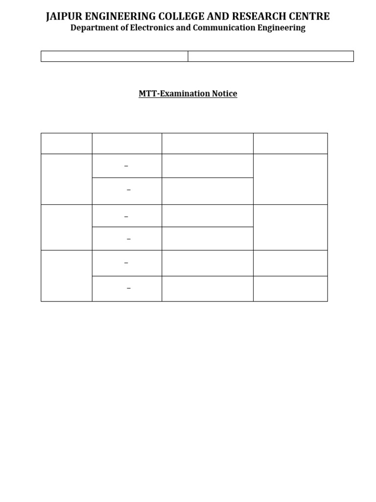 MTT-II Time Table & Notice For V and VII Sem 2024-25 | PDF