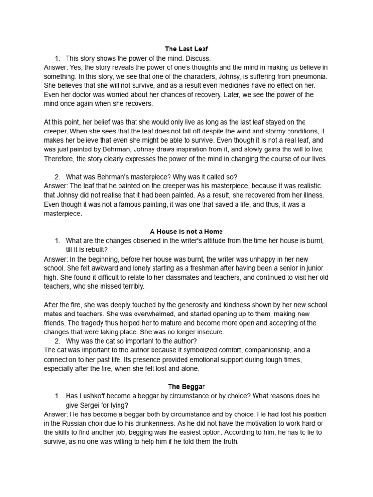English (Moments) Notes Class 9 | PDF | Psychology
