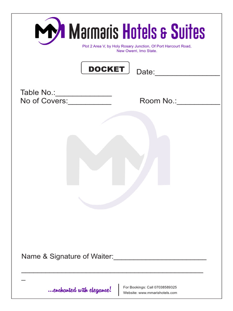 Hotel Docket | PDF