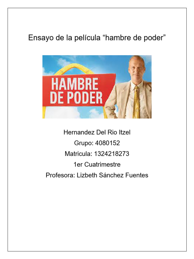 Ensayo HAMBRE DE PODER (Pelicula) | PDF | Calidad (comercial) | Mc Donald's