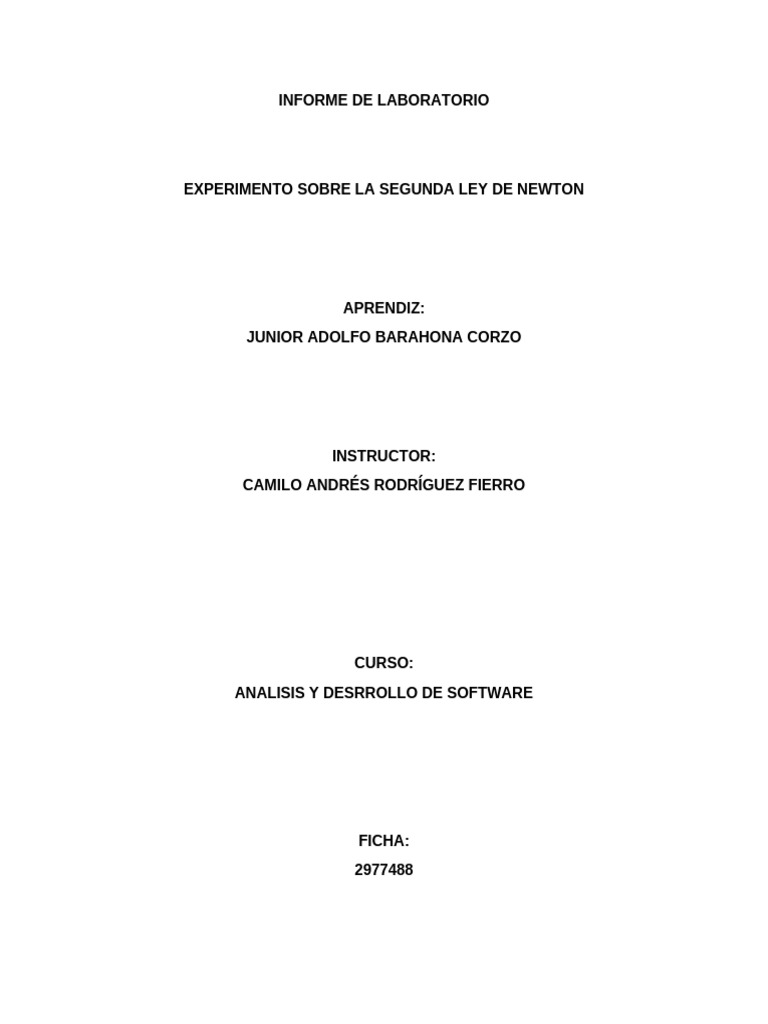 Informe de Laboratorio GA3-220201501-AA3-EV01 | PDF | Fuerza | Masa