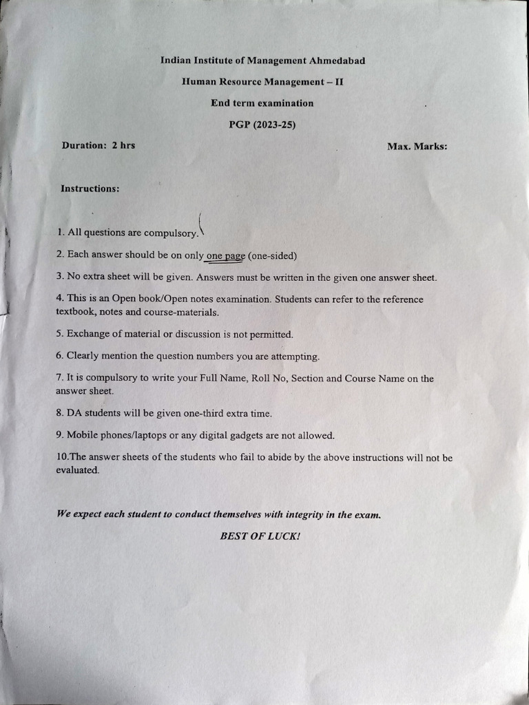 HRM2 EndTerm QP DE | PDF