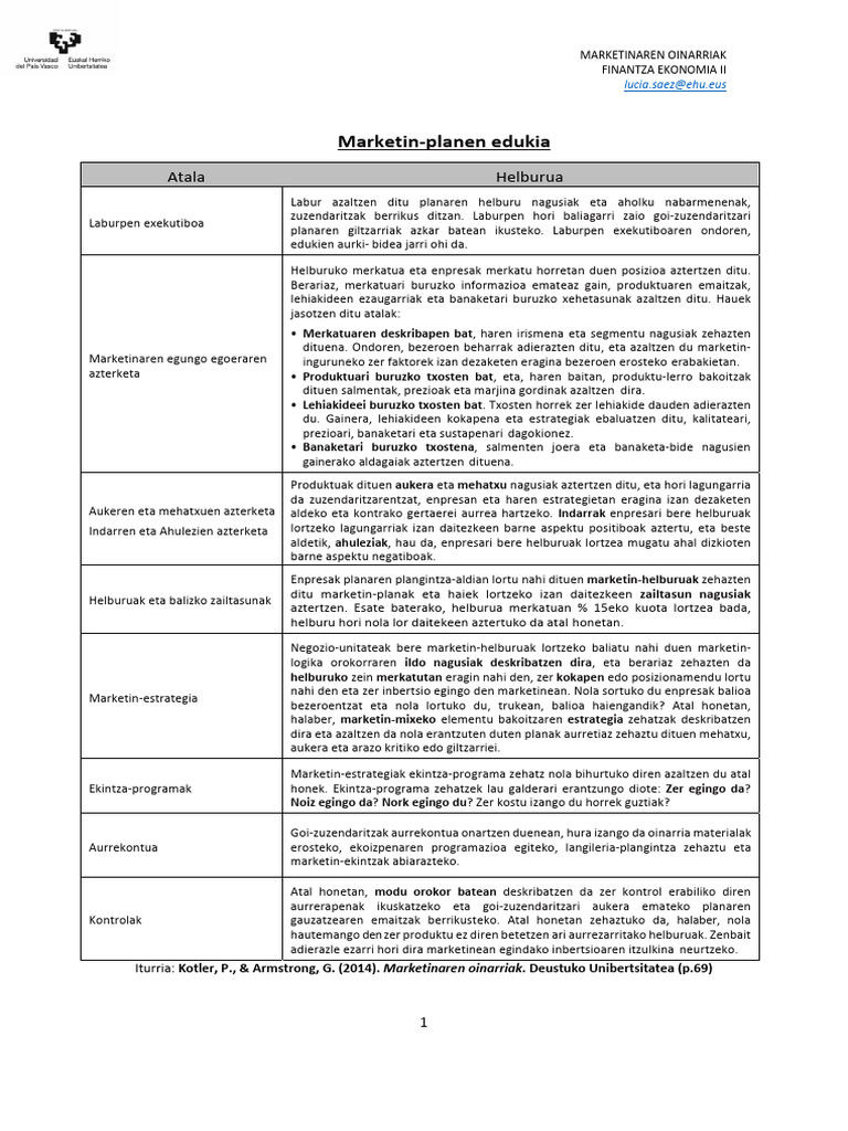 Marketin Planen Edukia Signed | PDF