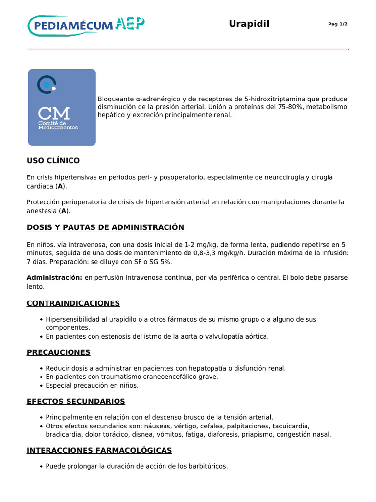 Urapidil | PDF | Hipertensión | Medicina CLINICA
