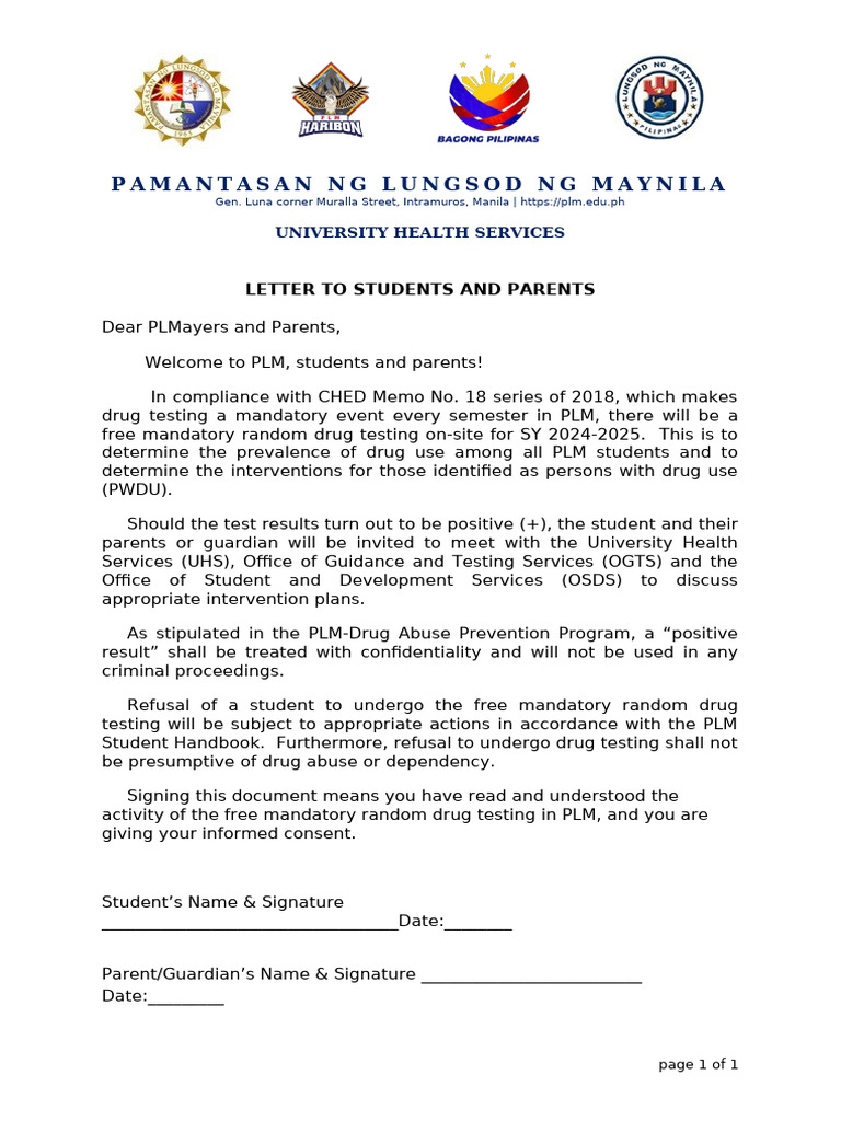 MRDTLetter To SC & Parents | PDF