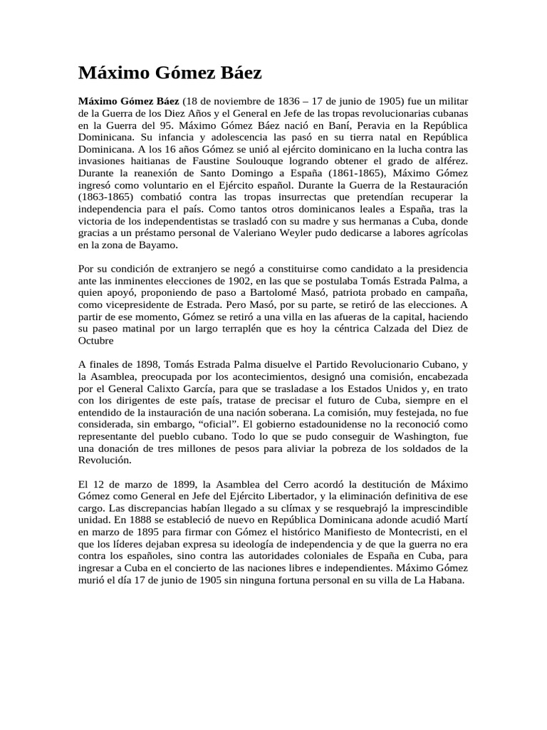 Máximo Gómez Báez | PDF