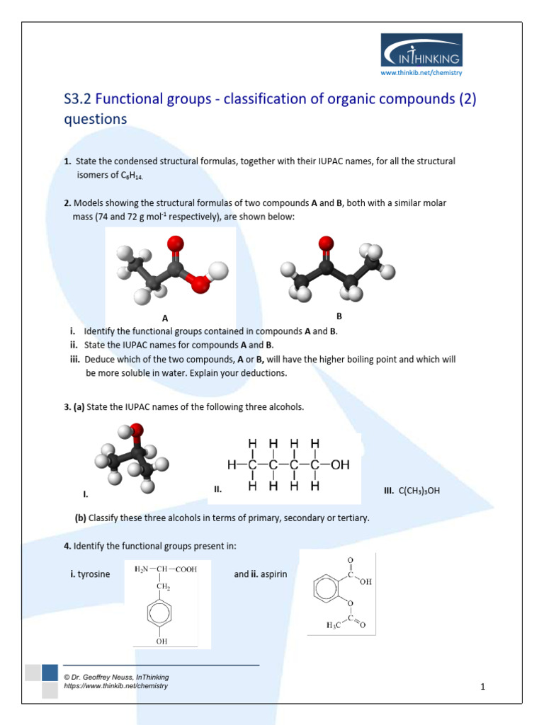 Classification of Organic Compounds | PDF