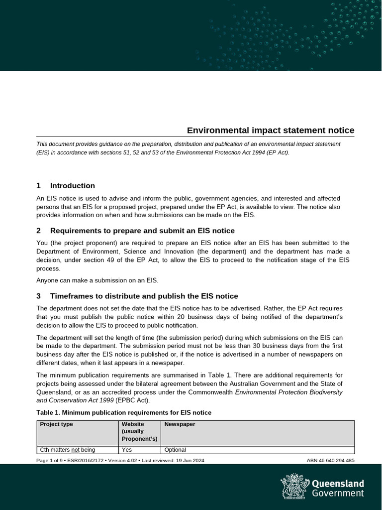 Eis GL s51 s52 Preparation Notice | PDF | Environmental Impact Statement | Environmental Impact ...