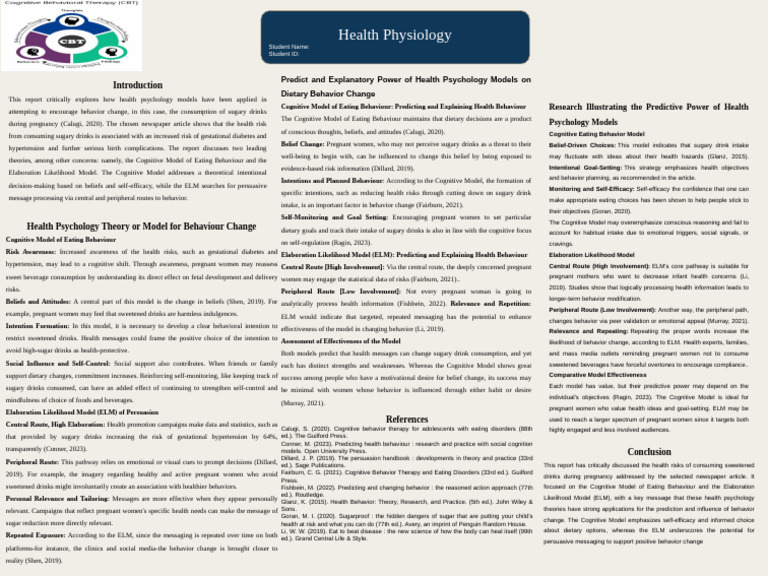 Health Physiology: Predict and Explanatory Power of Health Psychology ...