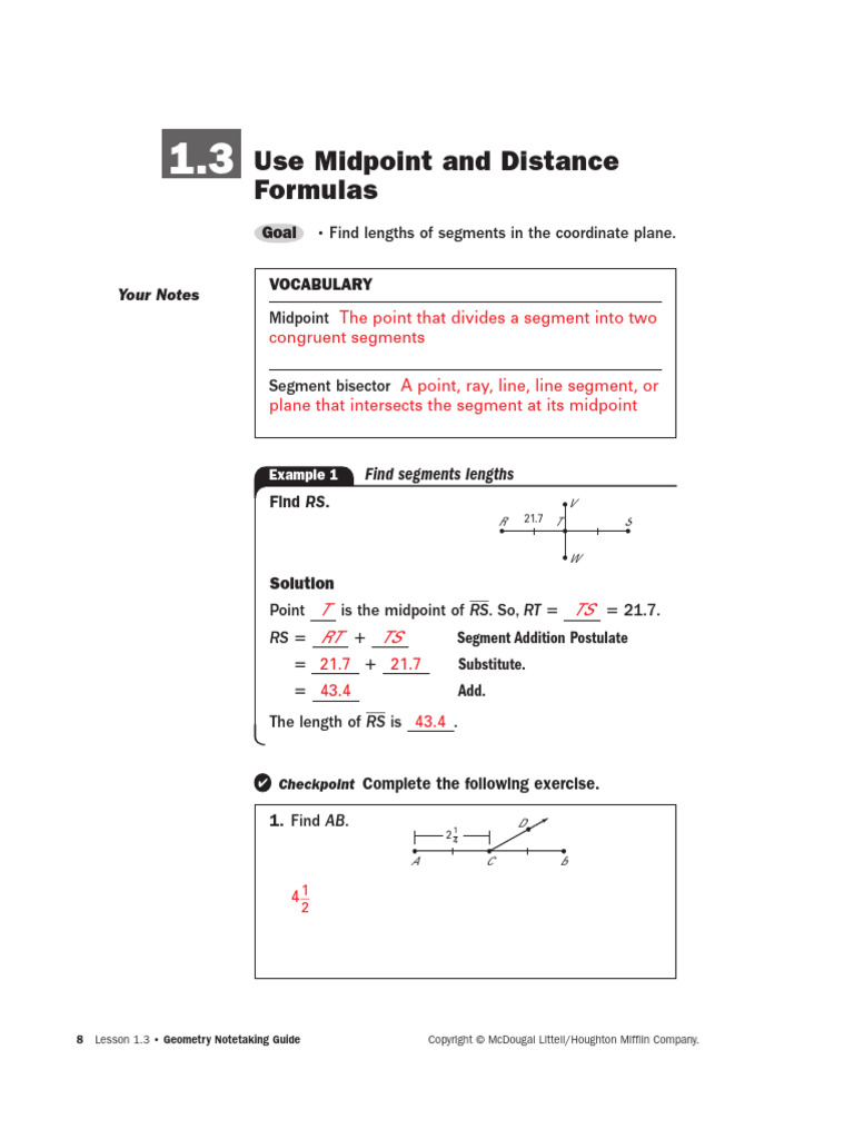 1.3 Notes MDPT - Distance Form (Ans) | PDF