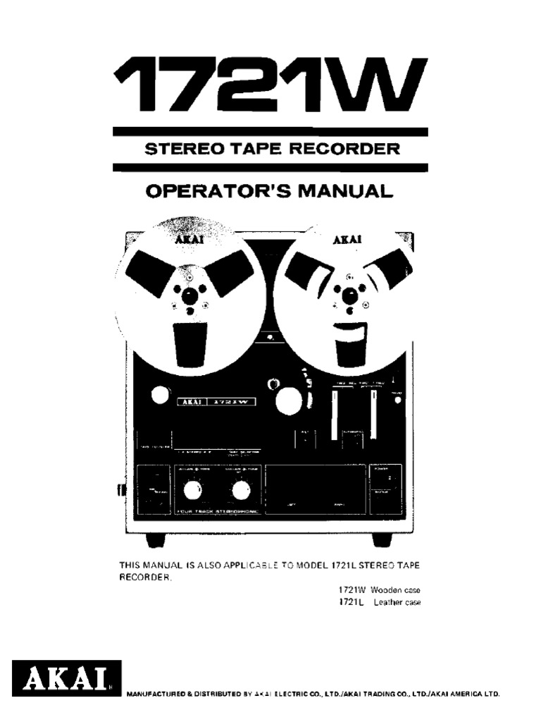 Akai 1721 Stereo Tape Recorder Manual | PDF | Microphone | Sound Technology