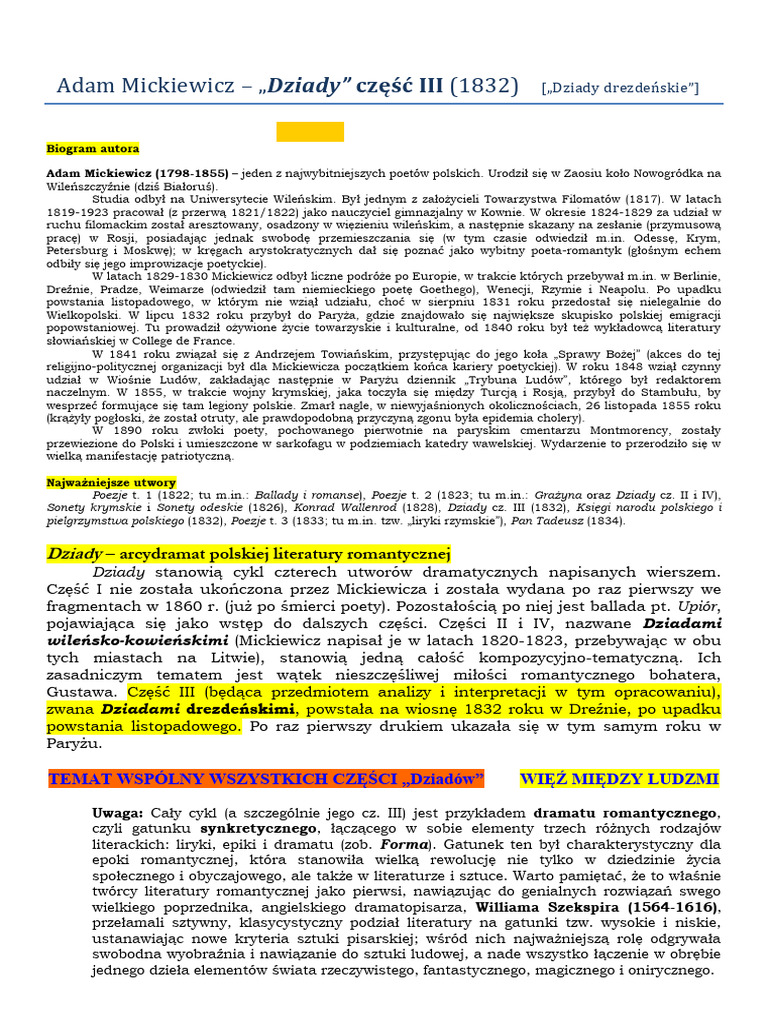Dziady Cz. III 2024 1 | PDF