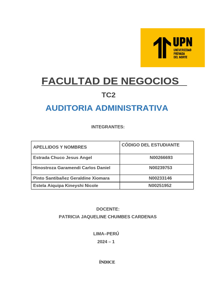 TC2 - Auditoria Administrativa | PDF | Auditoría