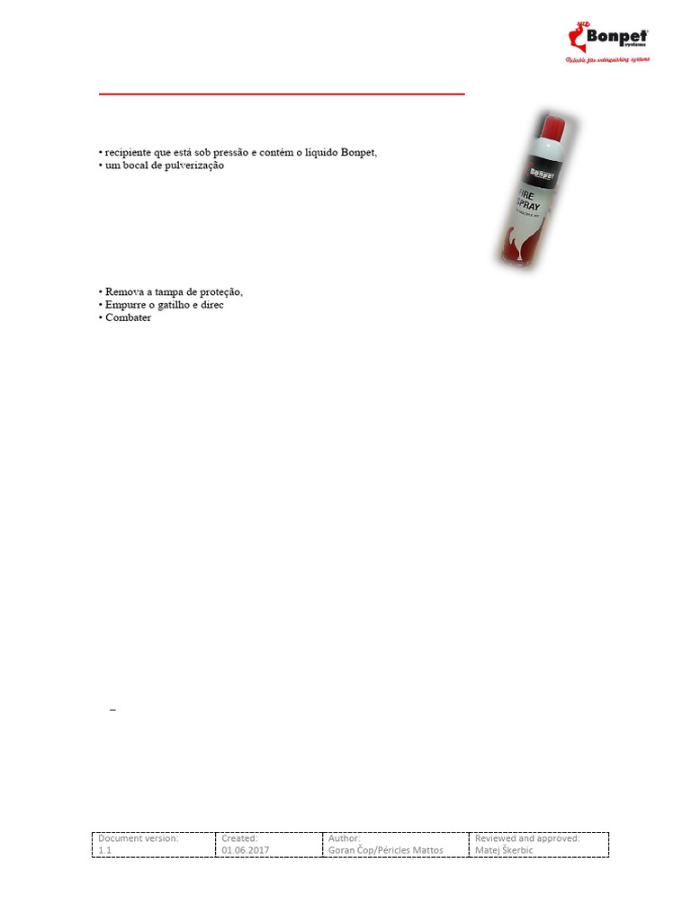 Spray Bonpet: Extintor de Incêndios Eficaz | PDF | Incêndios | Líquidos