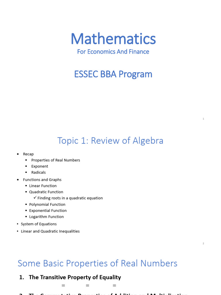 Math Economics Finance 1 A | PDF | Numbers | Exponentiation
