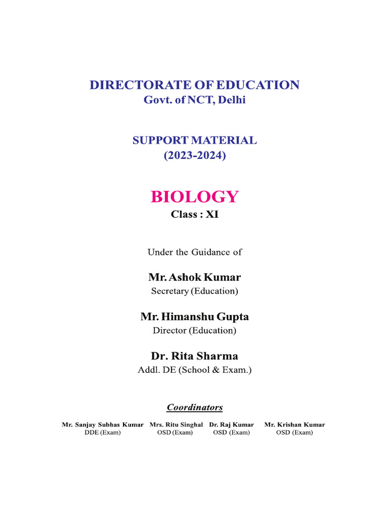 XI Study Material Biology | PDF | Taxonomy (Biology) | Cell (Biology)