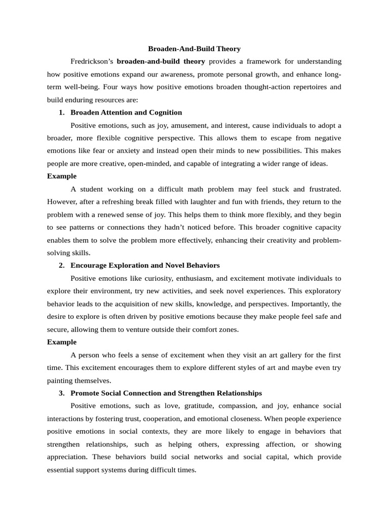 Broaden and Built Theory | PDF | Psychological Resilience | Emotions