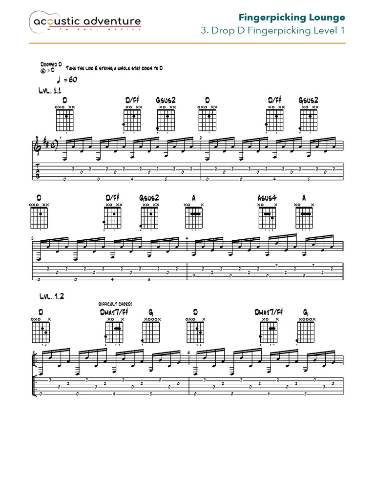 Drop D Fingerpicking LVL 1 | PDF | Irish Musical Instruments | Celtic ...