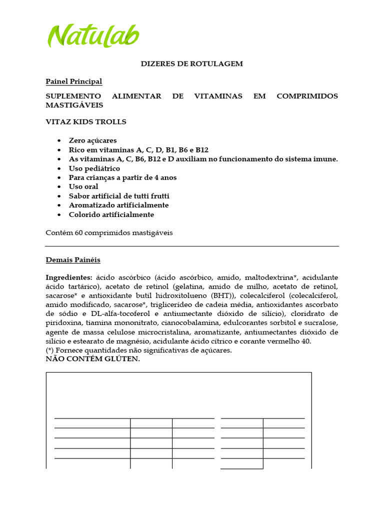 Vitaz Kids: Suplemento de Vitaminas | PDF | Vitamina | Vitamina B12