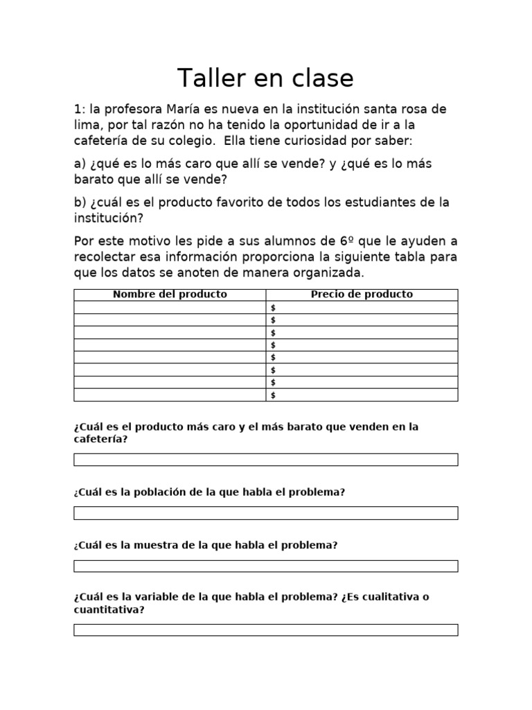 Taller en Clase | PDF