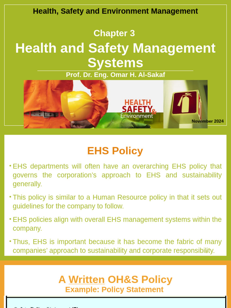 Chapter 3 - Safety Management Systems | PDF | Occupational Safety And ...