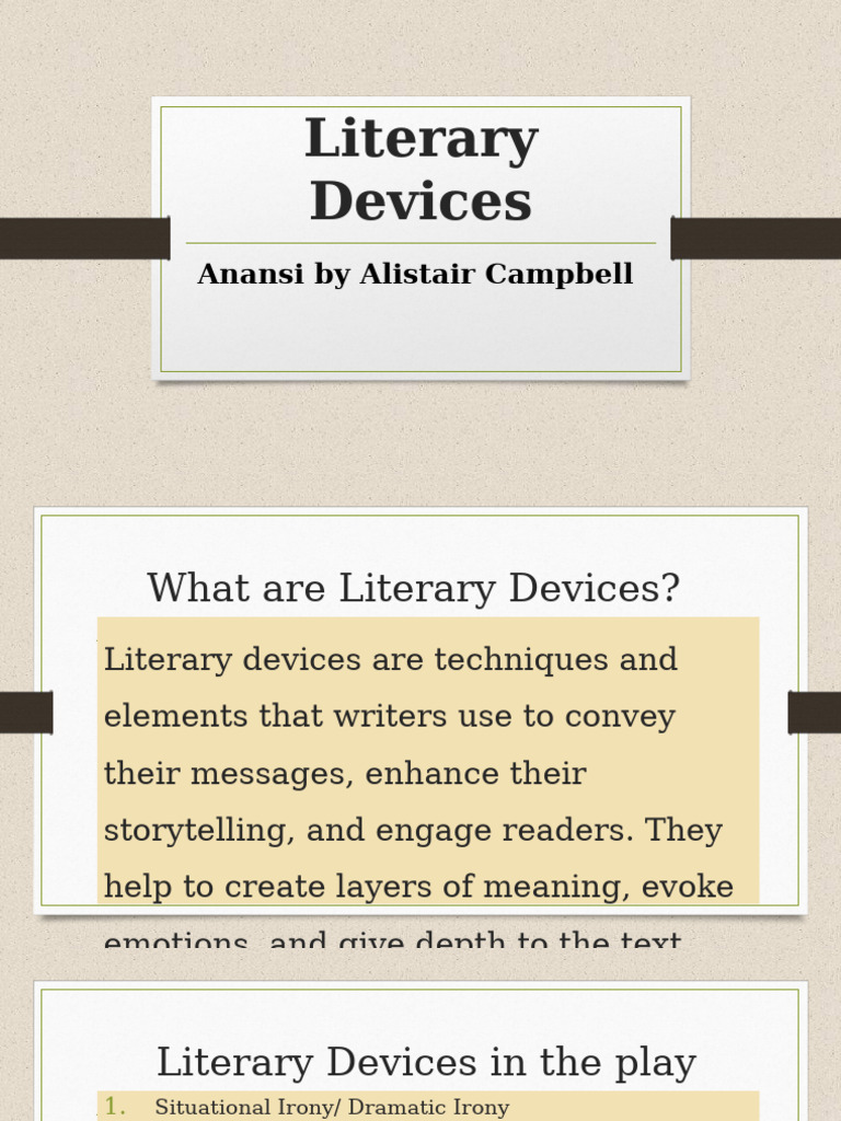 Irony and Literary Devices in Anansi | PDF | Metaphor | Anthropomorphism