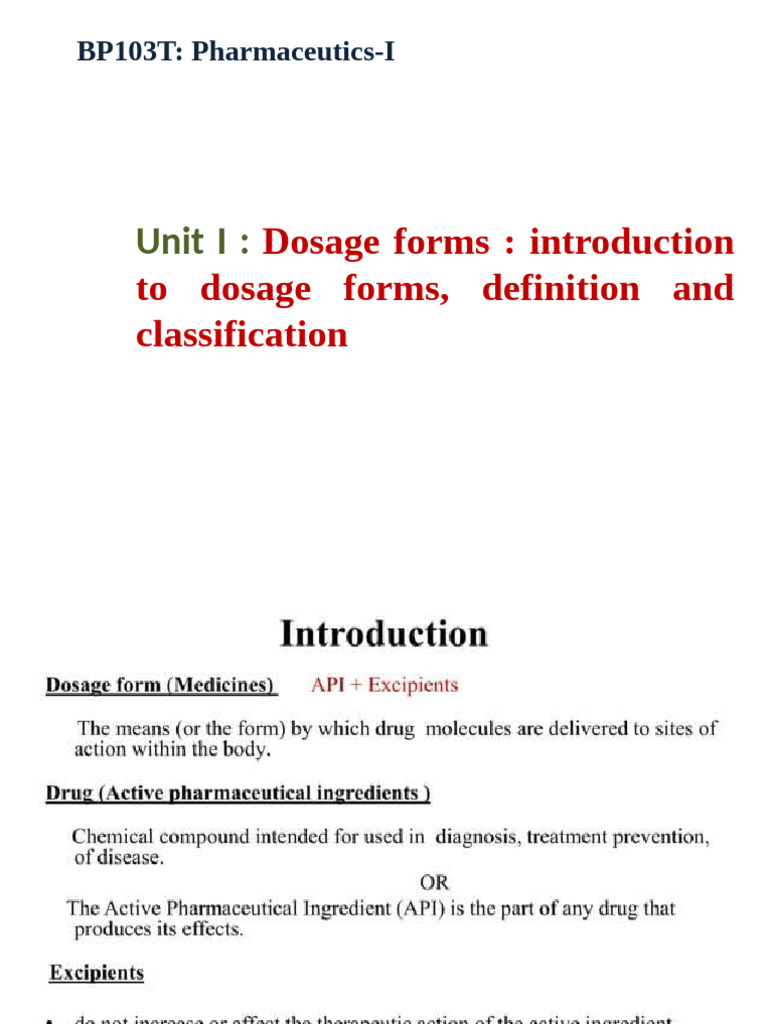 Introduction To Dosage Form | PDF
