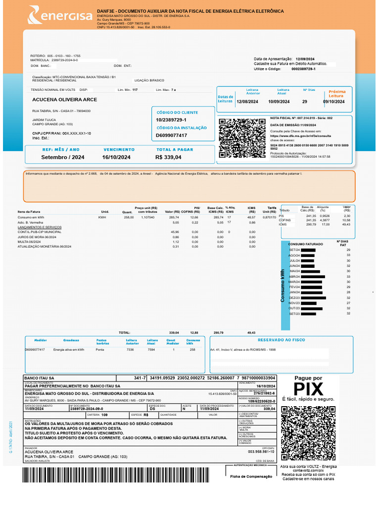 2ª Via da Fatura Energisa MS | PDF | Serviços financeiros | Brasil