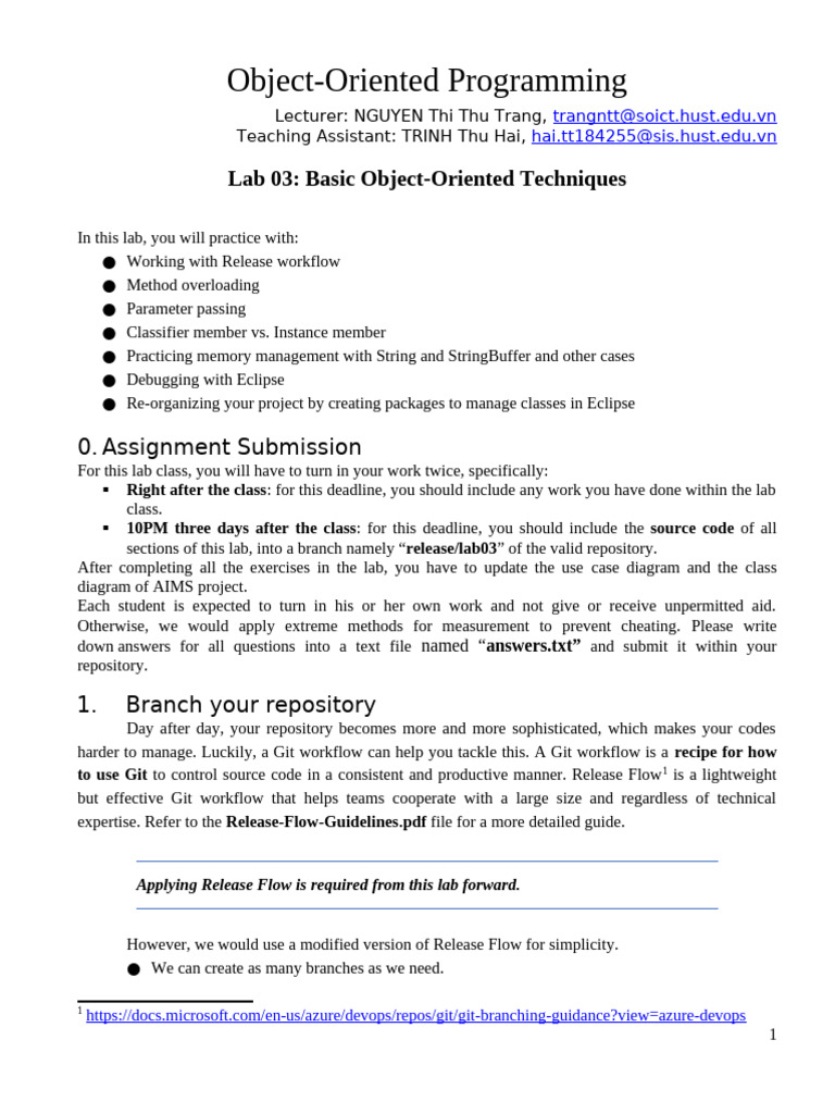 Oop Lab03 Basicootechniques Pdf Method Computer Programming 5767
