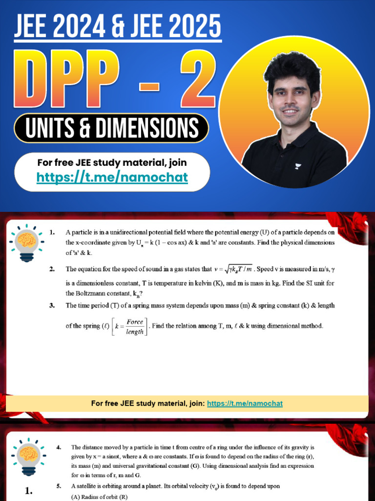 DPP2 UnitsDimensions JEE2024JEE2025 | PDF