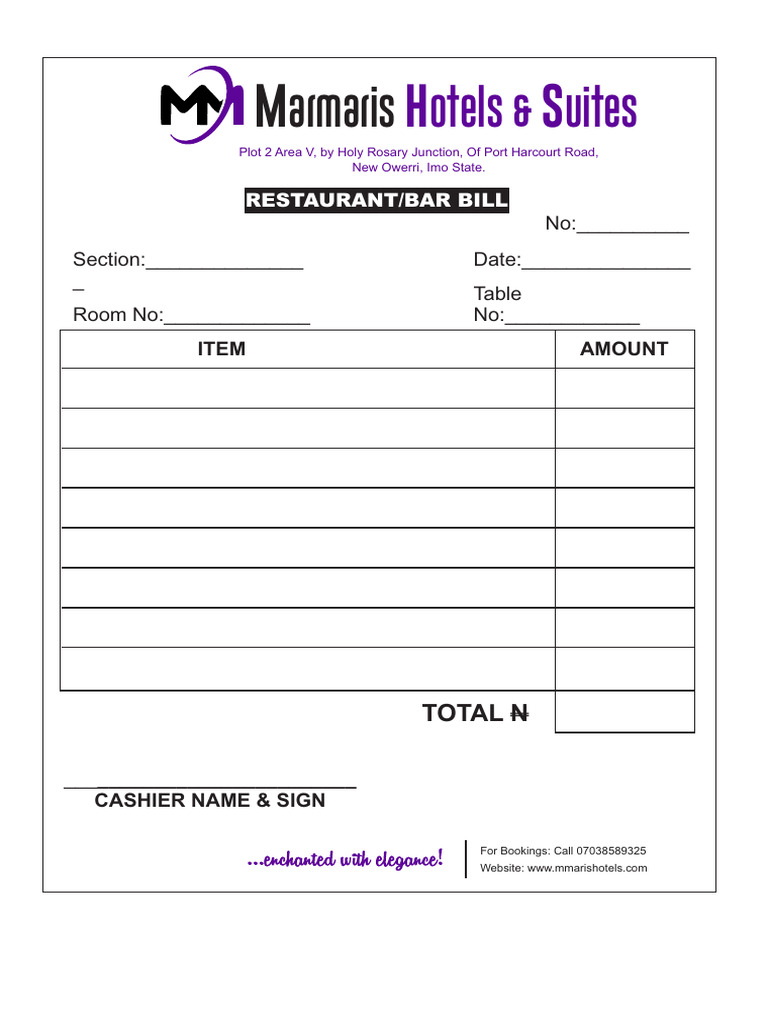 Restaurant Bar Bill | PDF