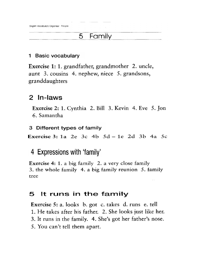 Key Family Vocabulary Organiser | PDF