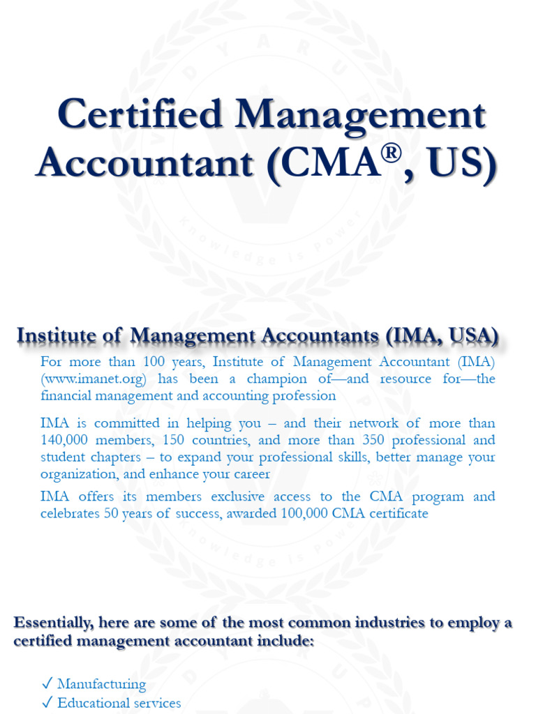 Overview of CMA Certification in the USA | PDF | Management Accounting ...