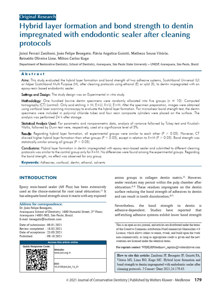 Hybrid Layer Formation in Dentin Bonding | PDF | Adhesive | Dental ...