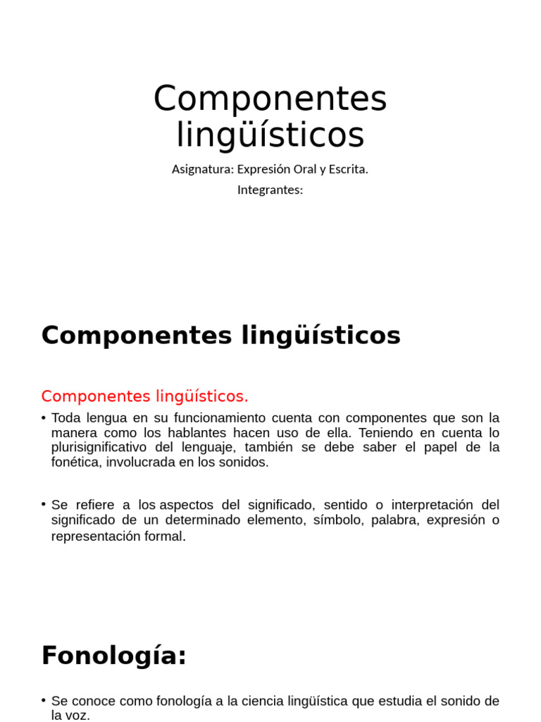 Componentes Lingüísticos | PDF | Fonema | Lexicografía