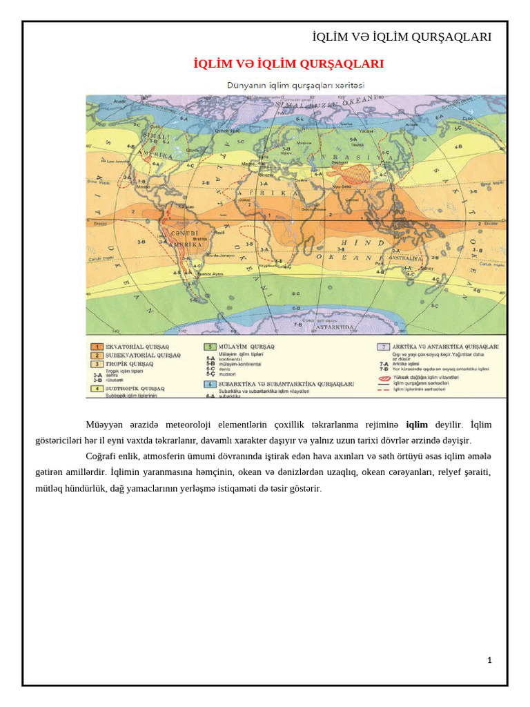 İqlim VƏ İqlim Qurşaqları | PDF