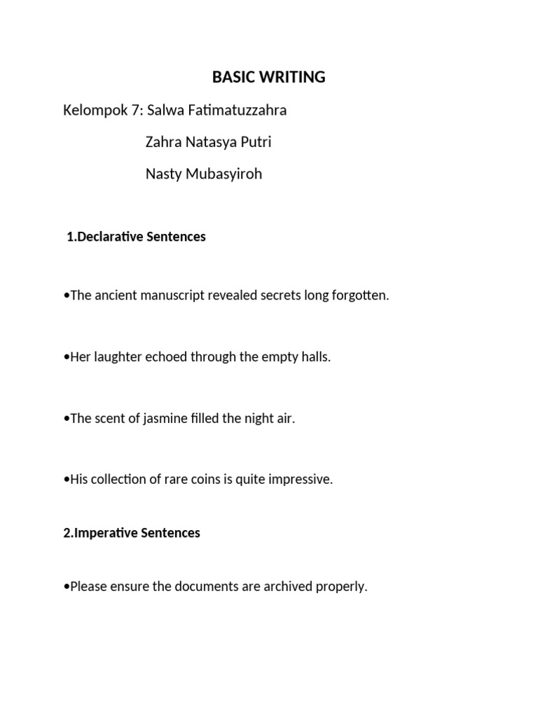 Kelompok 6 Basic Writing | PDF