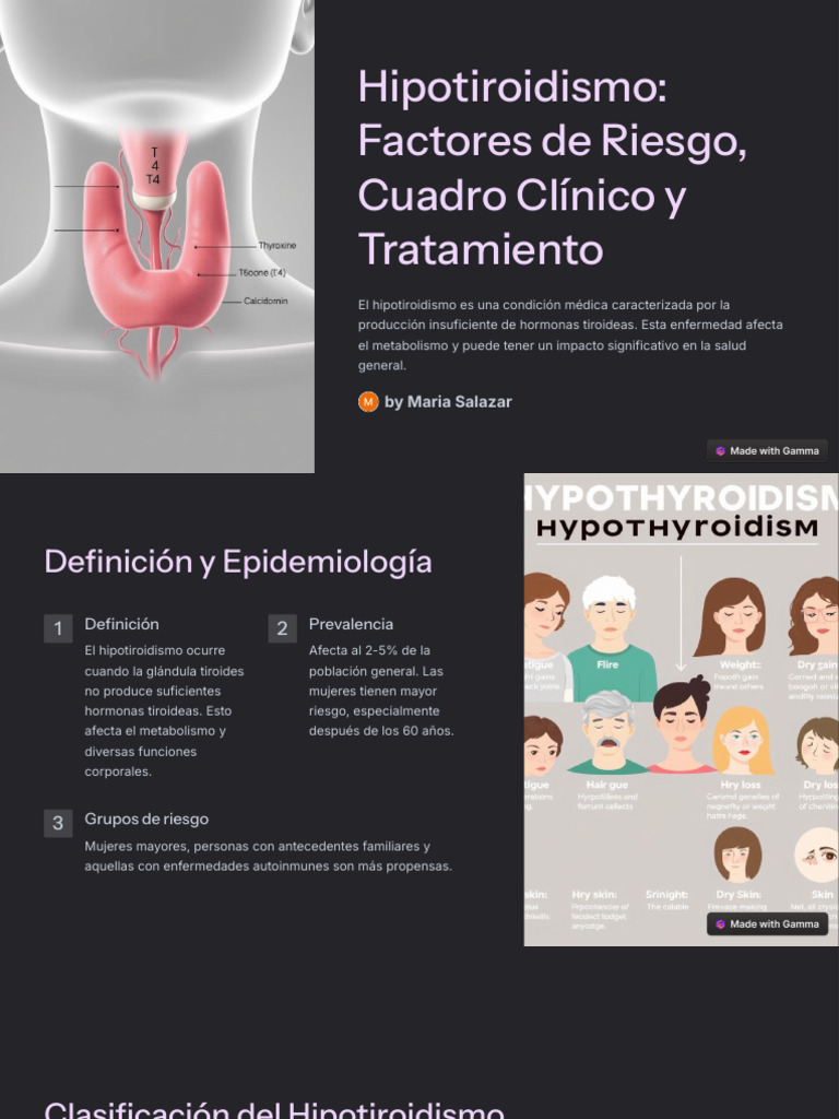 Hipotiroidismo Factores de Riesgo Cuadro Clinico y Tratamiento | PDF | Hipotiroidismo | Tiroides