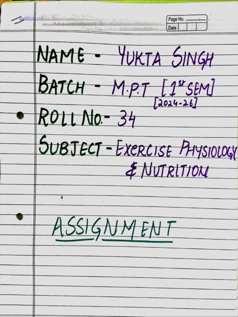 Exercise Physiology Assignment 1 | PDF