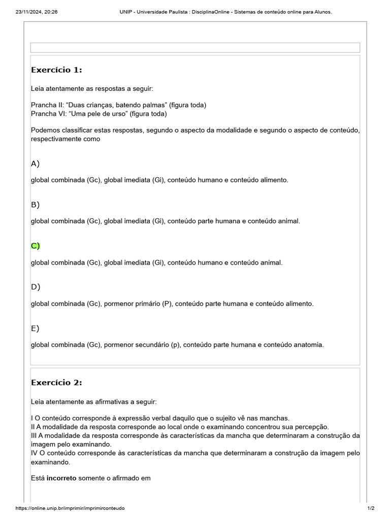 Exercicios Modulo 5 Rorscharch | PDF