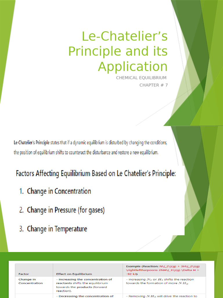 Le-Chatelier's Principle and Its Application | PDF