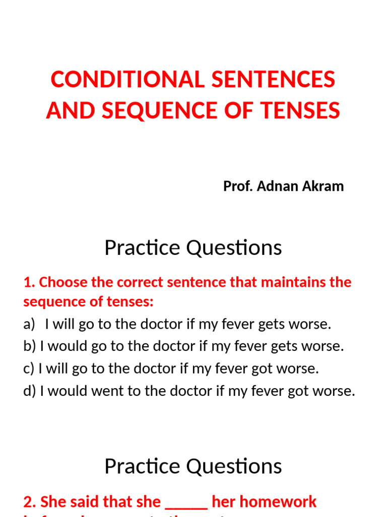 Sequence of Tenses + Conditionals Edited | PDF | Perfect (Grammar ...