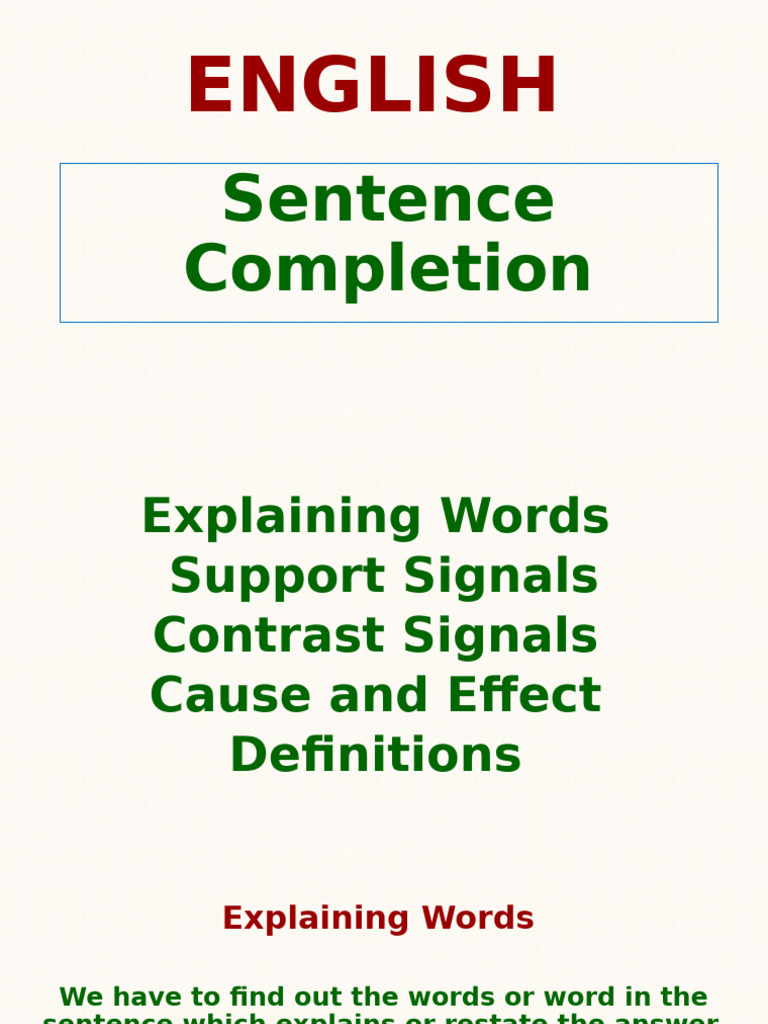 Sentence Completion | PDF